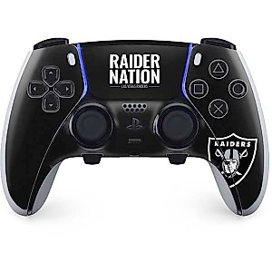 Skinit Gaming Decal Skin Compatible with PS5 DualSense Edge Pro Controller - Officially Licensed NFL Las Vegas Raiders Team Motto Design