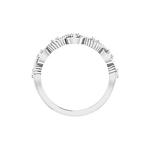 Solid 14k White Gold 1/5 Cttw Diamond Stackable Wedding Anniversary Ring Band (.20 Cttw) (Width = 3.3mm) - Size 6.5