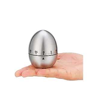 Egg Timer Wind up Timer Kitchen Timer Cooking Timer Reminder Timer Mechanical Reminder Cute Timer Mechanical Rotating Alarm with 60 Minutes for Cooking (Silver)