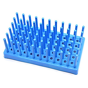 EISCO (Pack of 2) Blue Plastic Peg Drying Rack Holds 50 16mm Test Tubes