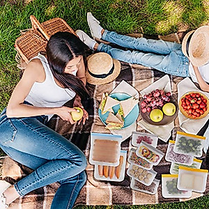 Reusable Storage Bags - 12 Pack Food Storage Bags(5 Ziplock Lunch Bags + 5 Reusable Snack Bags + 2 Leakproof Reusable Gallon Bags) BPA Free Freezer Ziplock Lunch Bags Leakproof Reusable Sandwich Bags