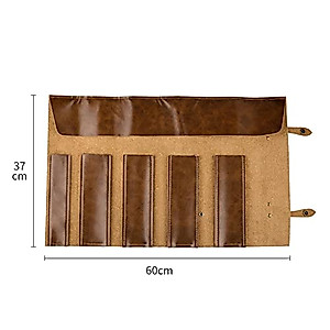 PU Leather Roll Bag Carry Case, Portable with Five Slots, Professional Chef Bag for Cooking Accessories, Cooking Kitchen Tools Gift Kitchen