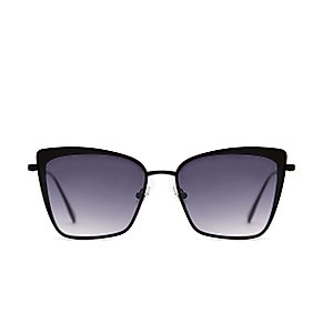 EVEE Cat Eye Sunglasses For Women with Reflective Lenses and Metal Frame - Black Cat Eye Sunglasses - (Meow)