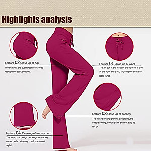Wide Leg Yoga Pants for Women Plus Size High Waist Stretchy Flare Leggings Soft Drawstring Pockets Workout Cargo Sweatpants