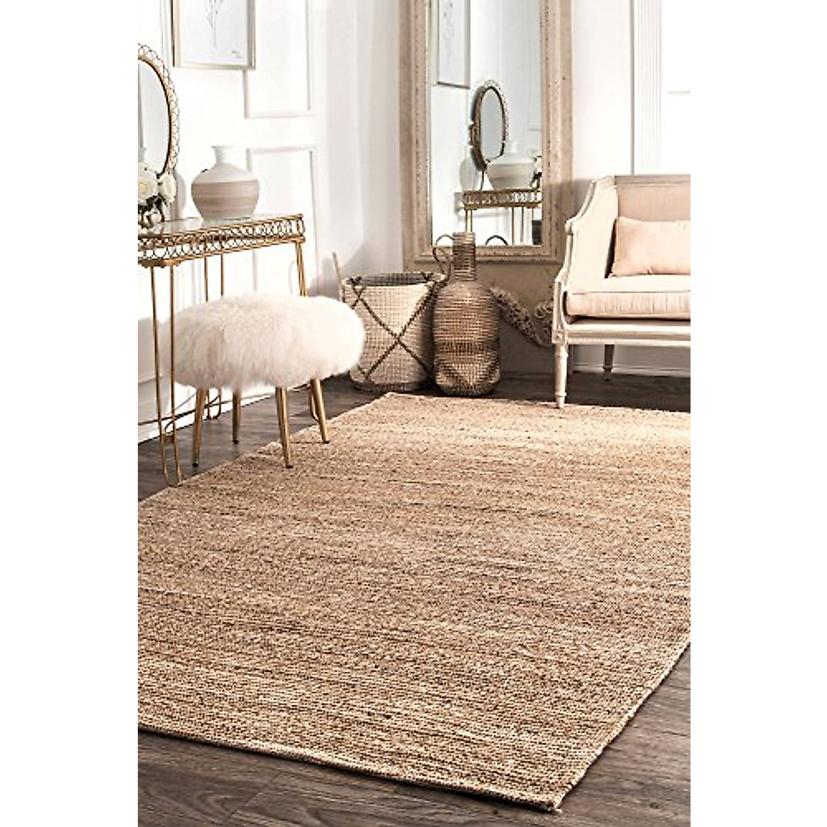 nuLOOM Emery Hand Woven Jute Area Rug, 5' x 8', Natural