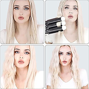 1.25 inch 3 Barrel Curling Iron Wand, 32mm Three Barrel Hair Waver with LCD Temp Display, 1 1/4 inch Triple Barrel Hair Crimper Heats Up Quickly (Black)