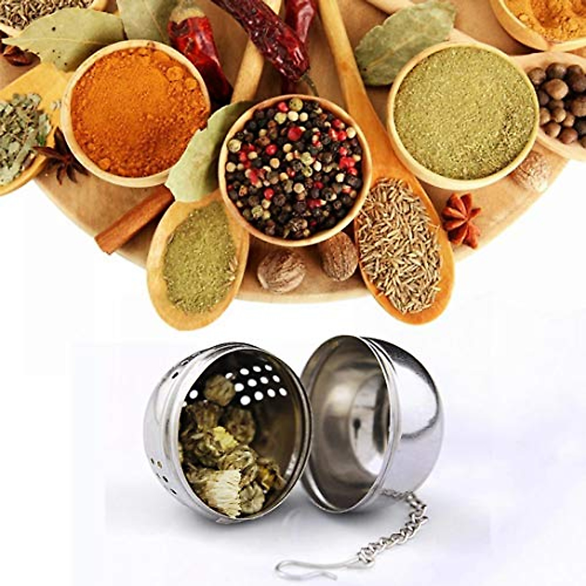 2pc Stainless Steel Ball Shape Tea Infuser Ball Tea Infuser Tea Leaf Filter with Handles Filter Tea