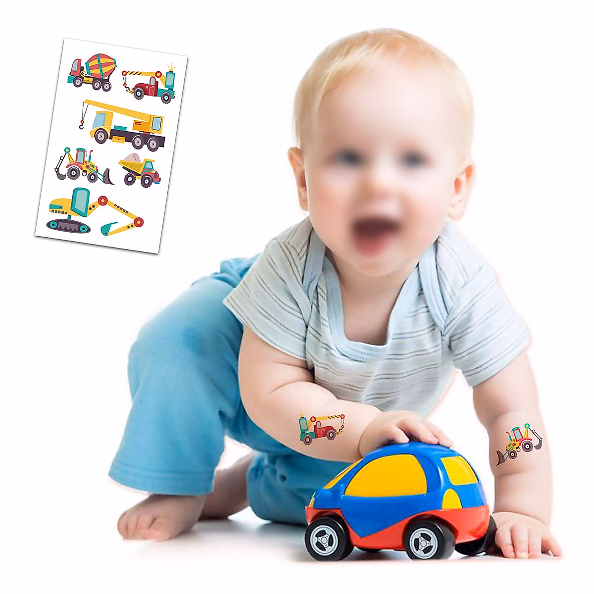 Konsait 82PCS Vehicles Temporary Tattoos Car Fake Tattoo Stickers for Kids Children Girls Boys Party Favors Supplies Kids Birthday Party Bag Filler