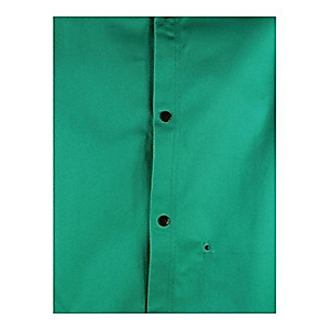 MAGID SparkGuard PVC-Free Flame-Resistant Cotton Jacket, 30” Long, Green, Size Medium