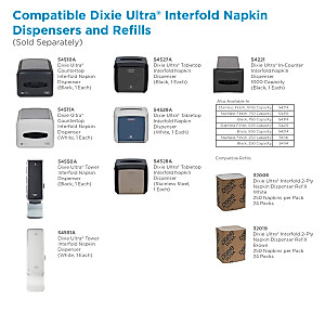 Dixie Ultra Tower Interfold Napkin Dispenser by GP PRO (Georgia-Pacific), Black, 54550A, Holds 1,000 Napkins, 8.800" L x 9.300" W x 27.600" H