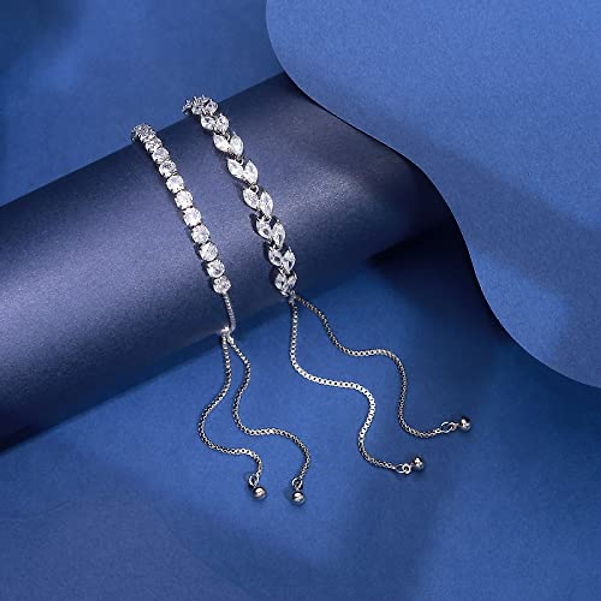 14K Silver Plated Tennis Bracelet Cubic Zirconia Classic Bracelet Silver Bracelets for Women Girls (GSZH-001)