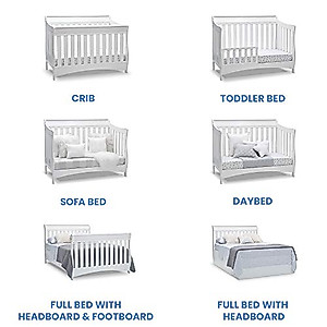 Delta Children Bentley S Series Deluxe 6-in-1 Convertible Crib, Bianca White
