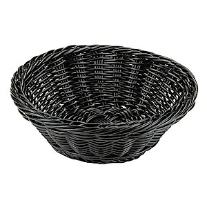 G.E.T. Enterprises Black 9.5" Round Basket, Break Resistant Dishwasher Safe Polypropylene Designer Polyweave Baskets Collection WB-1501-BK (Pack of 1)