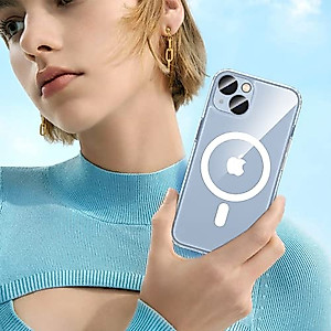 VEGO [5 in 1 Magnetic Case for iPhone 14 Plus 5G 6.7 Inch 2022, [2 Pack Tempered Glass Screen Protector +2 Pack Camera Lens Protector] Yellowing Resistance Slim Clear Case for iPhone 14 Plus