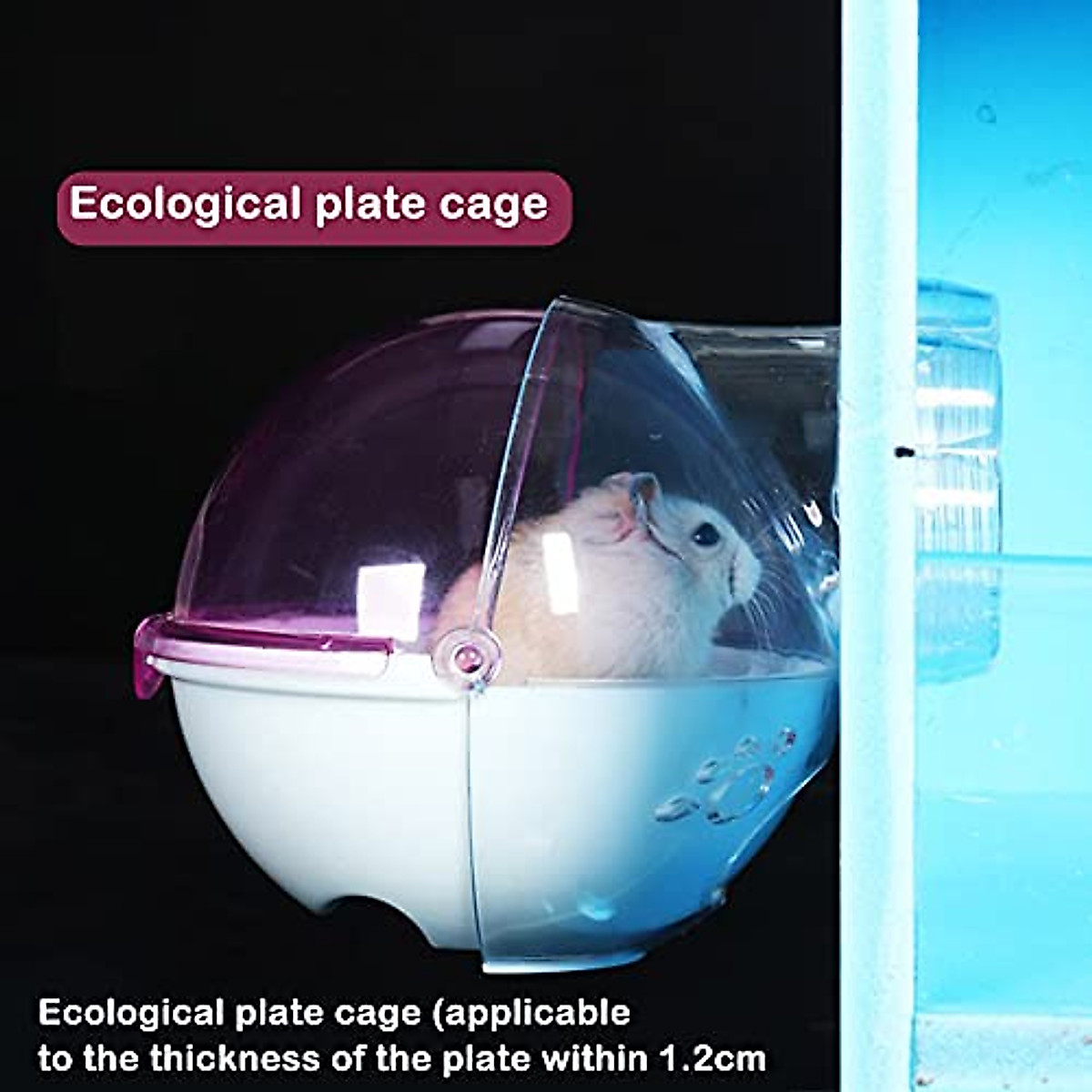 Qoyntuer Small Animals Sand Bathroom Cage Toilet Bathtub,Hamster External Toilet Bathroom Sand Bathing Box Removable Toilet Bathtub Sand Bath Container Pet Toy Acrylic Hamster Bathroom Cage (Blue)