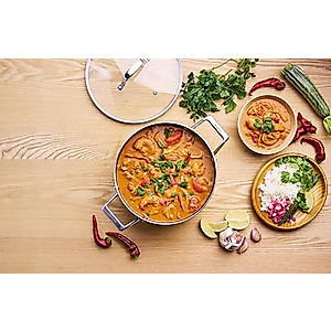 Kyocera Ceramic Cooking Pot with Ceramic Non-Stick Coating 24 cm PFAS/PTFE Free Stainless Steel Handles Suitable for All Hob Types Includes Glass Lid CSTP-09