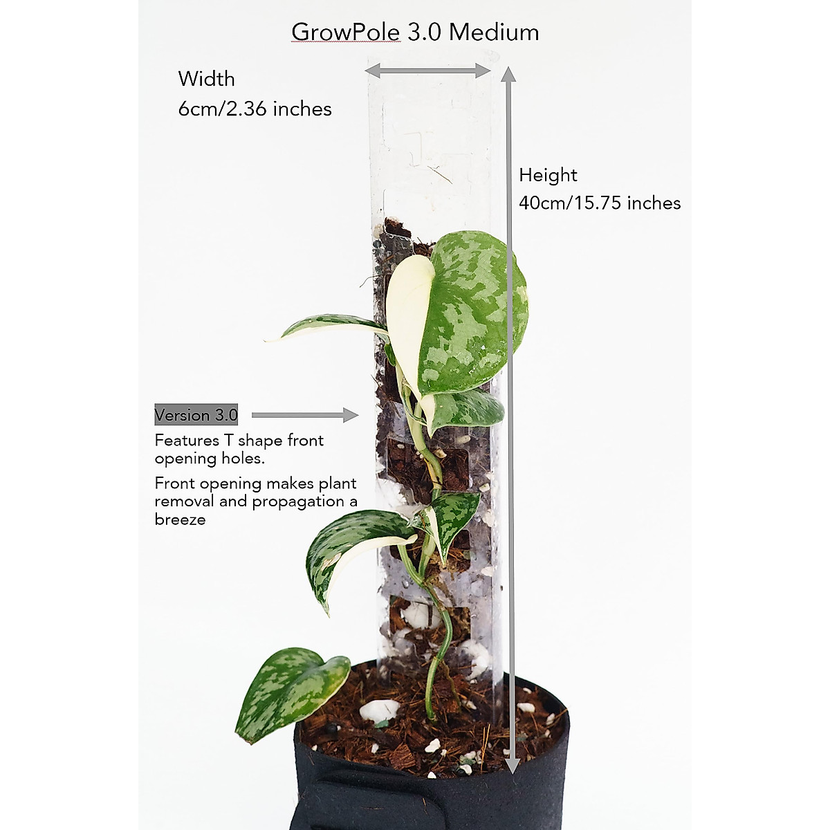 THICCLY Medium 3.0 GrowPole (5 Piece Set) Front Opening Plastic Moss Poles for Monstera