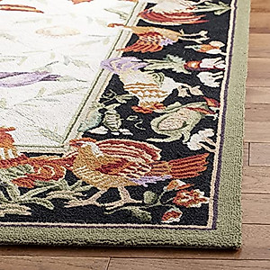 SAFAVIEH Chelsea Collection Area Rug - 6' x 9', Ivory & Black, Hand-Hooked French Country Wool, Ideal for High Traffic Areas in Living Room, Bedroom (HK94A)