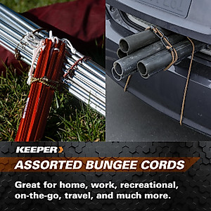 Keeper - Assorted Round Bungee Cords in Multiple Colors, 18 Pack - 8”, 10”, 24", 36”, and 48”