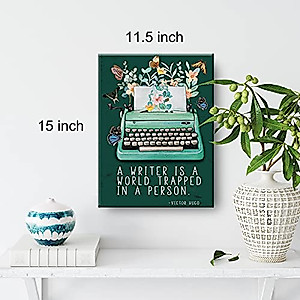 Writer Wall Art a Writer is a World Trapped in a Person Canvas Painting Prints for Home Wall Decor Framed Reading Books Artwork Gifts(12x15 Inch)