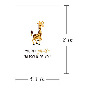 Comting You Bet Giraffe I'm Proud of You Card, Animal Puns Congratulations Card for Him Her, New Job Card, Congrats Graduation Card
