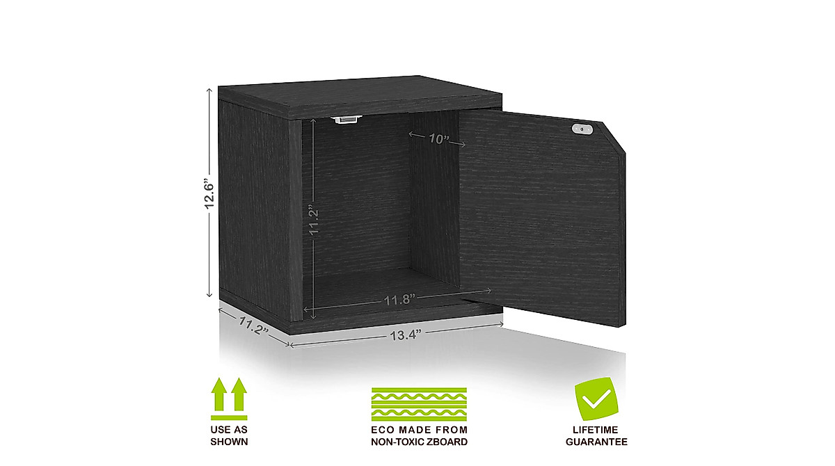 Way Basics Modular Connect Door Cube - Easy Assembly in Black