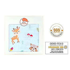 Baby Ginger Silky Washcloth, 70% Bamboo 30% Cotton Washcloth for Girls, Boys and Adult, Ideal for Newborn & Infant (Forest Friend)