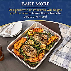 Professional Quarter Sheet Baking Pans - Aluminum Cookie Sheet Set of 2 - Rimmed Baking Sheets for Baking and Roasting - Durable, Oven-safe, Non-toxic, Easy to Clean, Commercial Quality - 9x13-inch