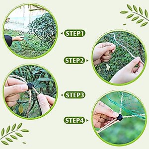 6 Pcs Deer Netting up to 2.5-3' Tall, Bird Netting for Garden Protect Plants Fruit Trees, Reusable Plastic Trellis Netting Fencing with 10 Cord Locks 2 Ropes to Repel Deer Poultry from Tree Shrub