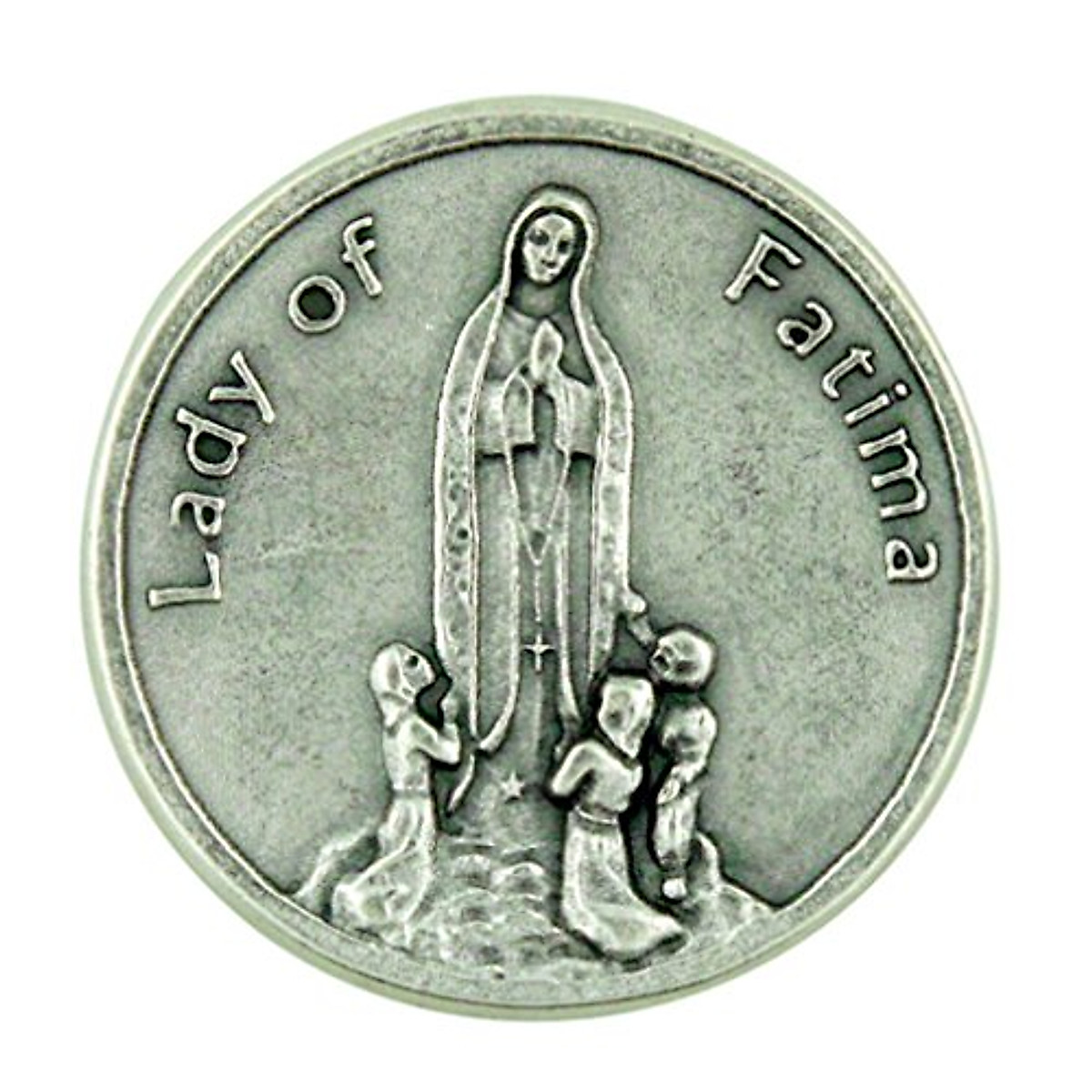Blessed Virgin Mary Our Lady of Fatima Silver Tone Pocket Token with Prayer