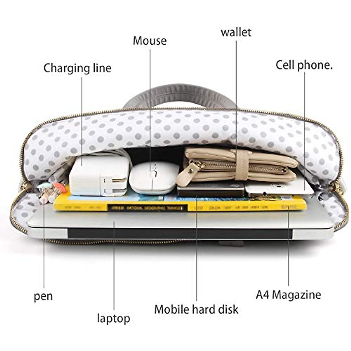 Laptop Bag for Women 13.3-Inch Carrying - Computer Bag Laptop Case Shoulder Slim Work Travel (Grey)