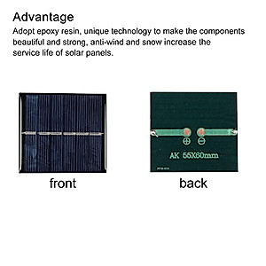 MECCANIXITY Mini Solar Panel Cell 3V 150mA 0.45W 60mm x 55mm for DIY Electric Power Project Pack of 2
