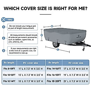 VINPATIO 7 Layers Pop Up Camper Cover, Folding Camper Trailer Cover Fits 12'-14' Trailers, Grey