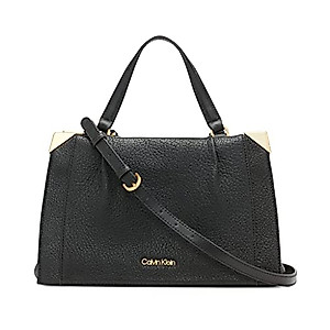 Calvin Klein Fern Triple Compartment Satchel, Black/Gold