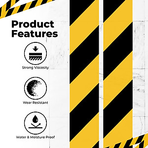 WESTWOLFS Black & Yellow Safety Tape - 2 Inch 108 Feet Sturdy Floor Tape - Warning Tape for Marking Construction Sites and Hazardous Areas, Water Proof Caution Tape for Indoor, Outdoor