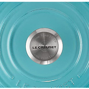 Le Creuset Signature Enameled Cast Iron 9.5"/1.75qt. Bread Oven - Caribbean w/Additional Engraved Personalized Stainless Steel Knob