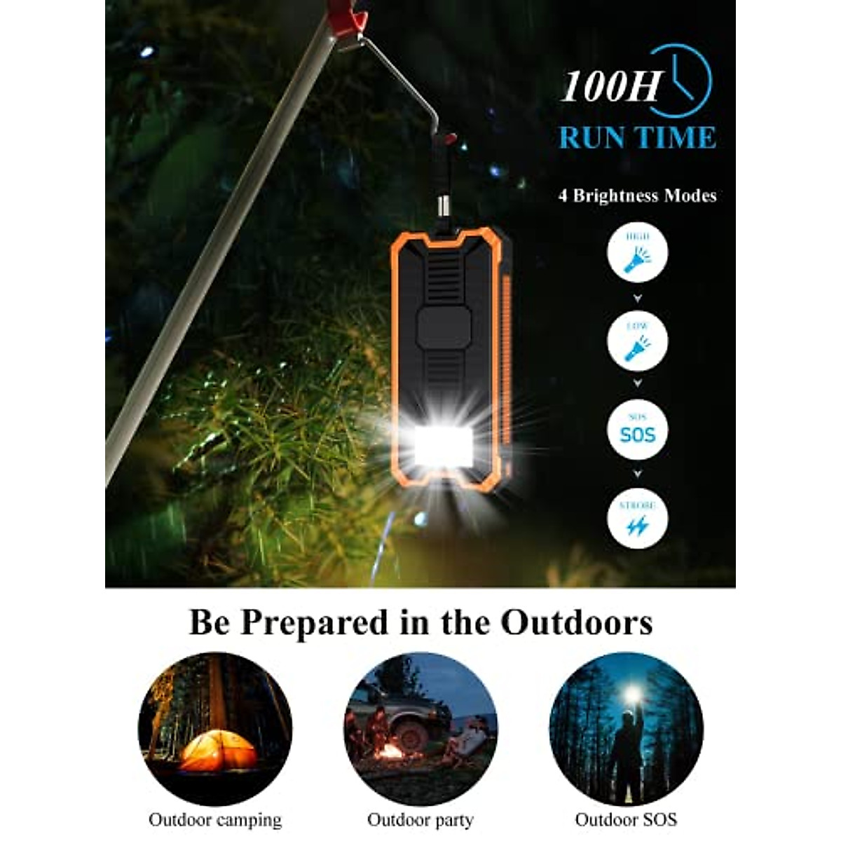 Power-Bank-Solar-Charger - 36000mAh Solar Power Bank, PD 20W Quick Charge,Drop-Proof Waterproof Dustproof Built-in LED Flashlight for iPhone, Tablet, Samsung and More USB Device(Orange)