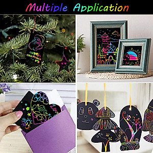 Art Set for Kids Rainbow Magic Scratch Off Paper Black Scratch Sheets Notes Cards Boards Doodle Pads Childrens Crafts Projects Kit for Girls Boys Adults Birthday Christmas Gift