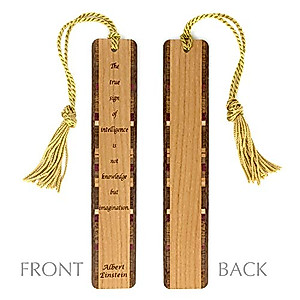 Albert Einstein Imagination Quote Engraved Wooden Bookmark - Also Available with Personalization - Made in USA