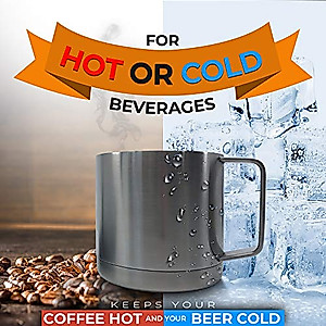 Sportz Bottle Insulated Camping Mug Stainless Steel Coffee Mug with Screw-on Lid (leak proof) - Beer Mug - 18oz 540ml Thermal Mug with Handle