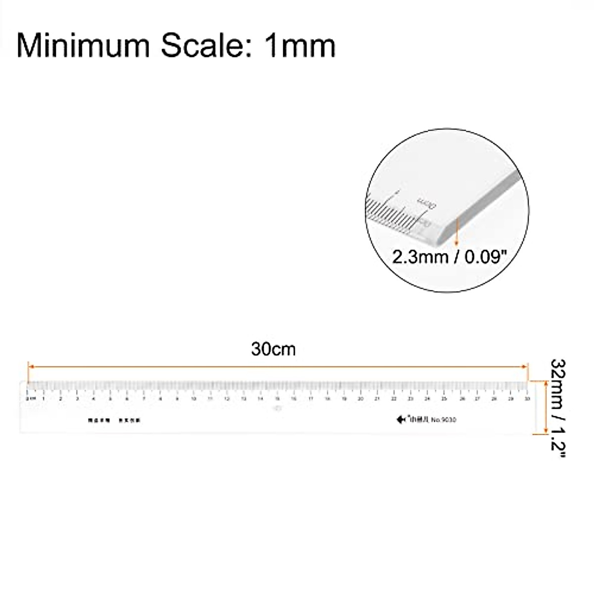 HARFINGTON 3pcs Straight Ruler 30cm Metric Clear Measuring Tool with PVC Bag for Classrooms Home Office, Transparent