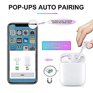 Tech King - Air Buds - True Wireless Earbuds, Bluetooth 5.0 Wireless Headphones with Charging Case in-Ear Auto connect Technology by TWS Earphones Hi-Fi Stereo Sound Headset for Workout Running Travel