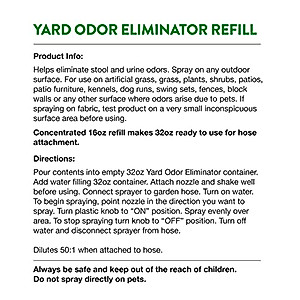 NaturVet – Yard Odor Eliminator | Eliminate Stool and Urine Odors from Lawn and Yard | Designed for Use on Grass, Plants, Patios, Gravel, Concrete & More | 16 oz Refill