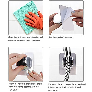 TCOTBE 2 Pieces Removable Shower Head Holder Adjustable Handheld Shower Head Holder Strong Shower Head Holder Suction Punch-Free Drill Free Adhesive Suction Cup Shower Wand Shower Hose Holder