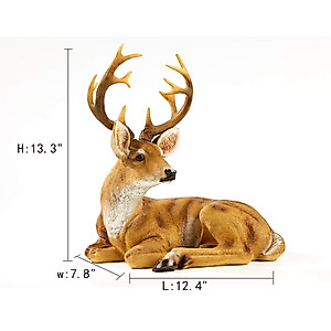 JHVYF Resin Deer Statue Home Office Decor Animal Figurine Decorations Lawn Decor Garden Sculpture -20" H Standing Deer + 14" Standing Doe