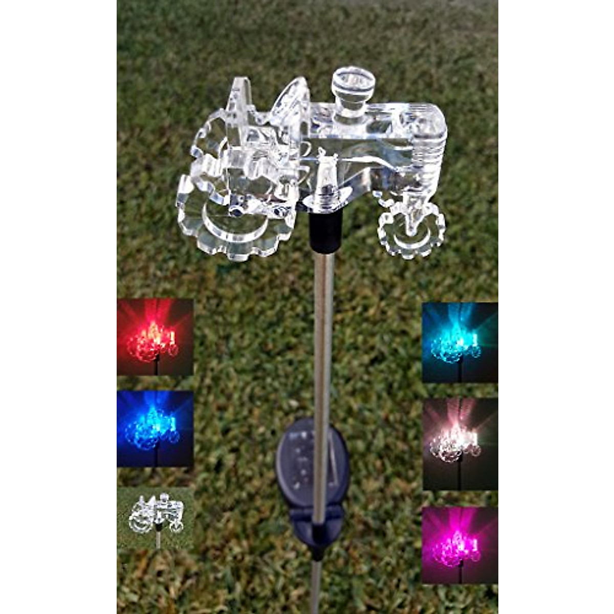 Ntertainment House Solar Garden Stake Lights with Color Changing LED or Regular White LED Landscape Path Lights (Set of 2) (Tractor)