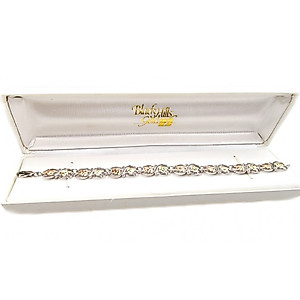 Sterling Silver Diamond-Cut Infinity Bracelet, 12k Green Gold, 12k Rose Black Hills Gold 7.75 Inches