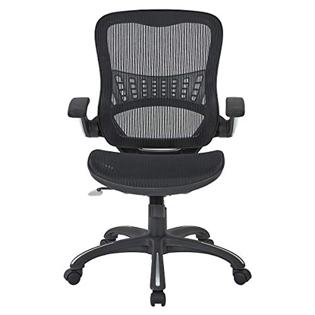 Office Star Riley Ventilated Manager's Office Desk Chair with Breathable Mesh Seat and Back, Black Base with Black