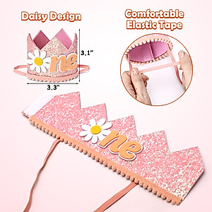 Vansolinne Groovy One High Chair Banner Kit Hippie 1st Birthday Decorations for Pink Boho Cake Smash Daisy Photo Booth Props One Retro Groovy Baby Party Supplies for Baby Girl