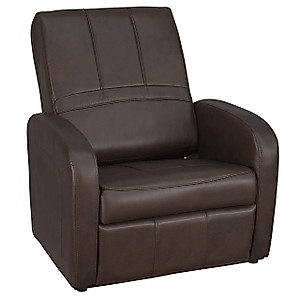 RecPro Charles RV Gaming Chair Ottoman Conversion | Built-in Storage | RV Furniture | Great for Teens | Chestnut